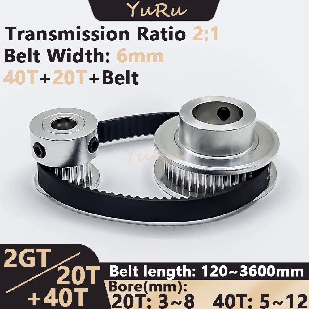 2GT 2M 20 40Teeth GT2 20T 40T 2:1 Timing Pulley Belt Kit Bore 3~12mm ...