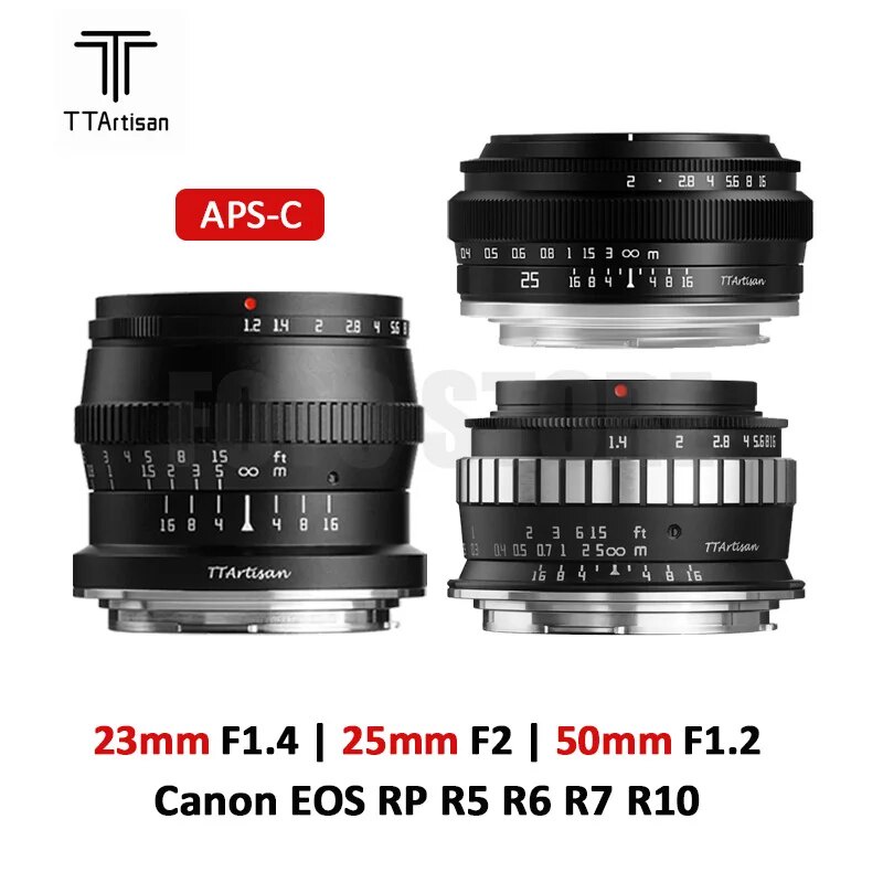 TTArtisan 23mm F1.4 25mm 50mm F1.2 Lens MF APS-C Lens For Canon EOS R ...