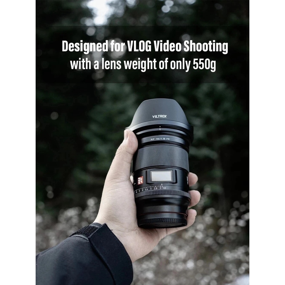 VILTROX 16mm F1.8 FE Camera Lens Full Frame f/1.8 to f/22 Ultra Wide Angle for Sony ZV-E1 A7RV ...