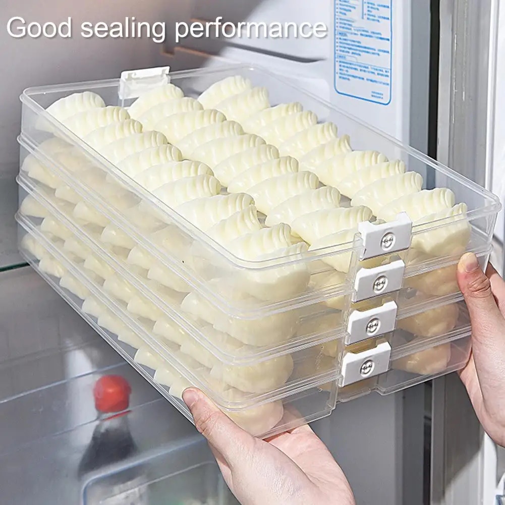 ☹Dumplings Box Dumplings Storage Box Refrigerator Dumpling Freezing 1-4 ...