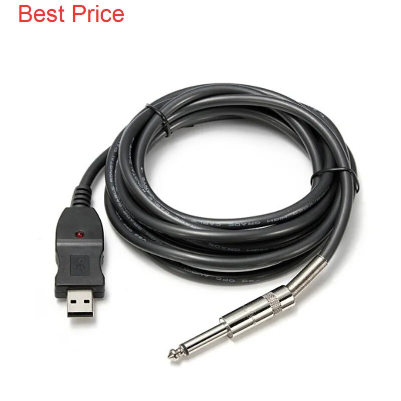 ⚕20Pcs Usb to Guitar Cable Audio Extension Cable 6.35mm Electric Guitar ...