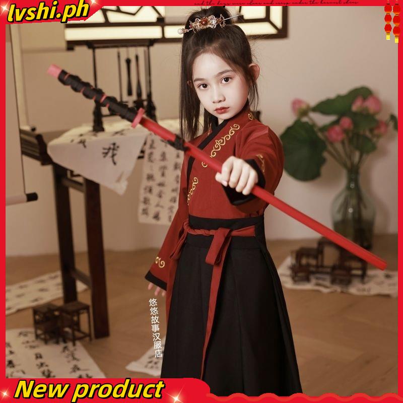 Hua Mulan Hanfu Girls Domineering Costumes Chinese Style Female Heroine New Style Children ...