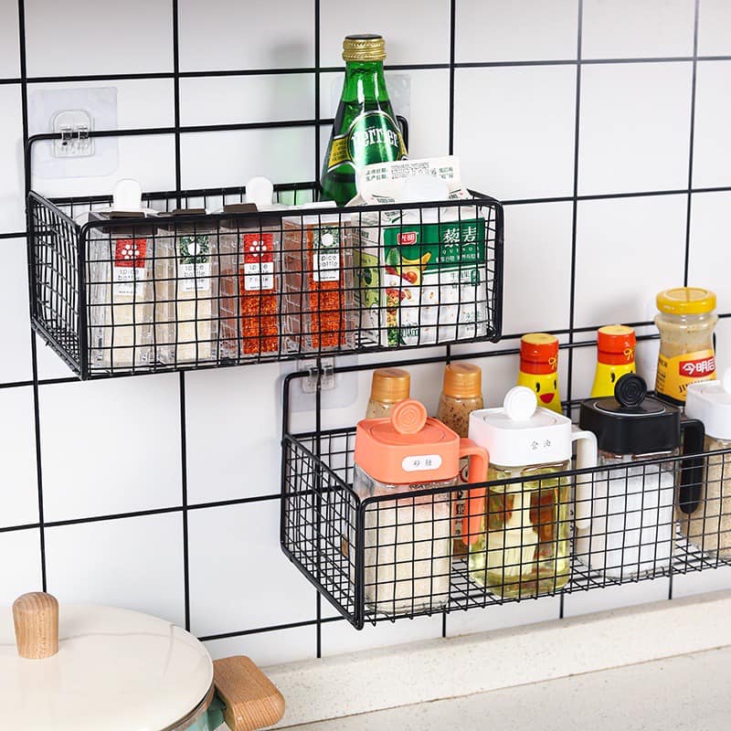 Wall Mounted Kitchen Hanging Rack Spice Storage Holder Condiment ...