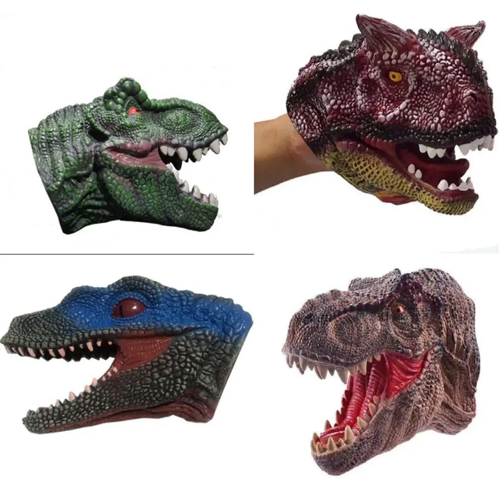 ☜Dinosaur Hand Puppets Soft Rubber Dinosaur Toys Jurassic Raptor ...
