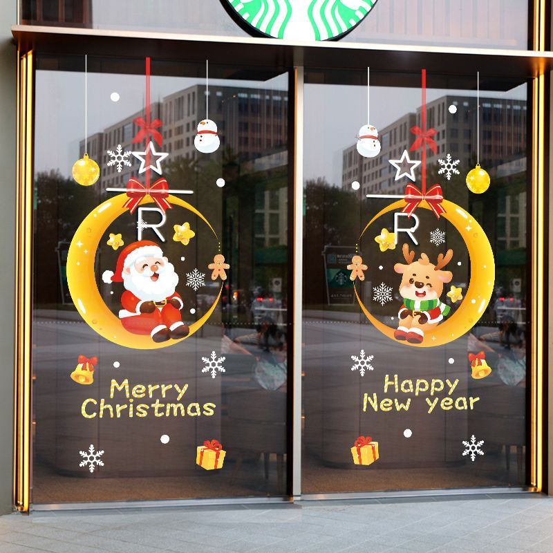 【SARA】Christmas Decorative Electrostatic Sticker Window Glass Door ...