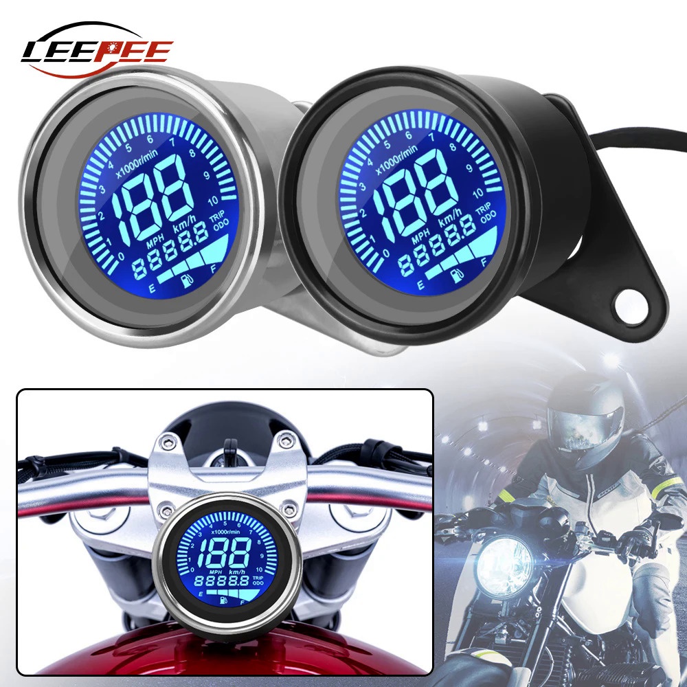 Motorcycle Digital Speedometer Tachometer Indicator Retro Odometer Cafe ...