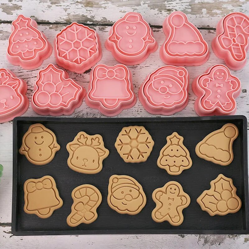 Christmas Cookie Mold Cartoon Santa Gingerbread Man Christmas Tree ...
