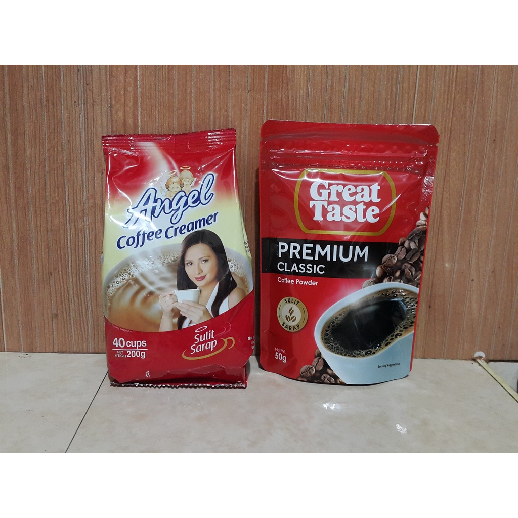 Great Taste Premium Classic Coffee Powder 50g + Angel Coffee Creamer ...