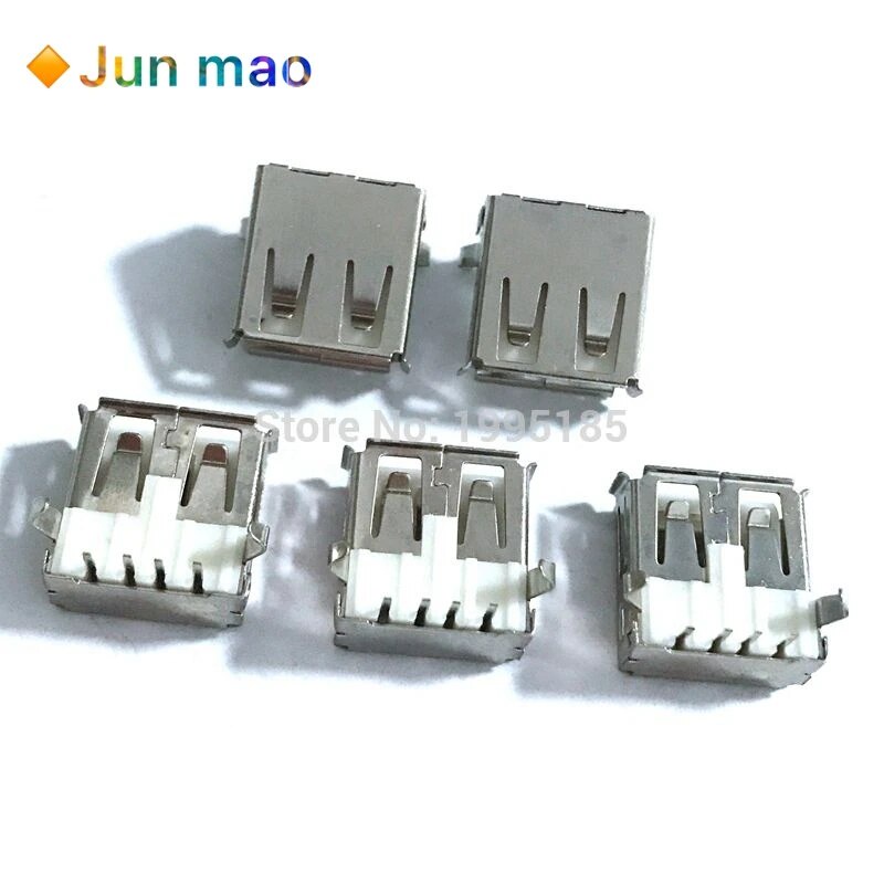 ☻20Pcs USB Type A Standard Port Female Solder Jacks Connector PCB Socket USB-A type Female 4 Pi ...