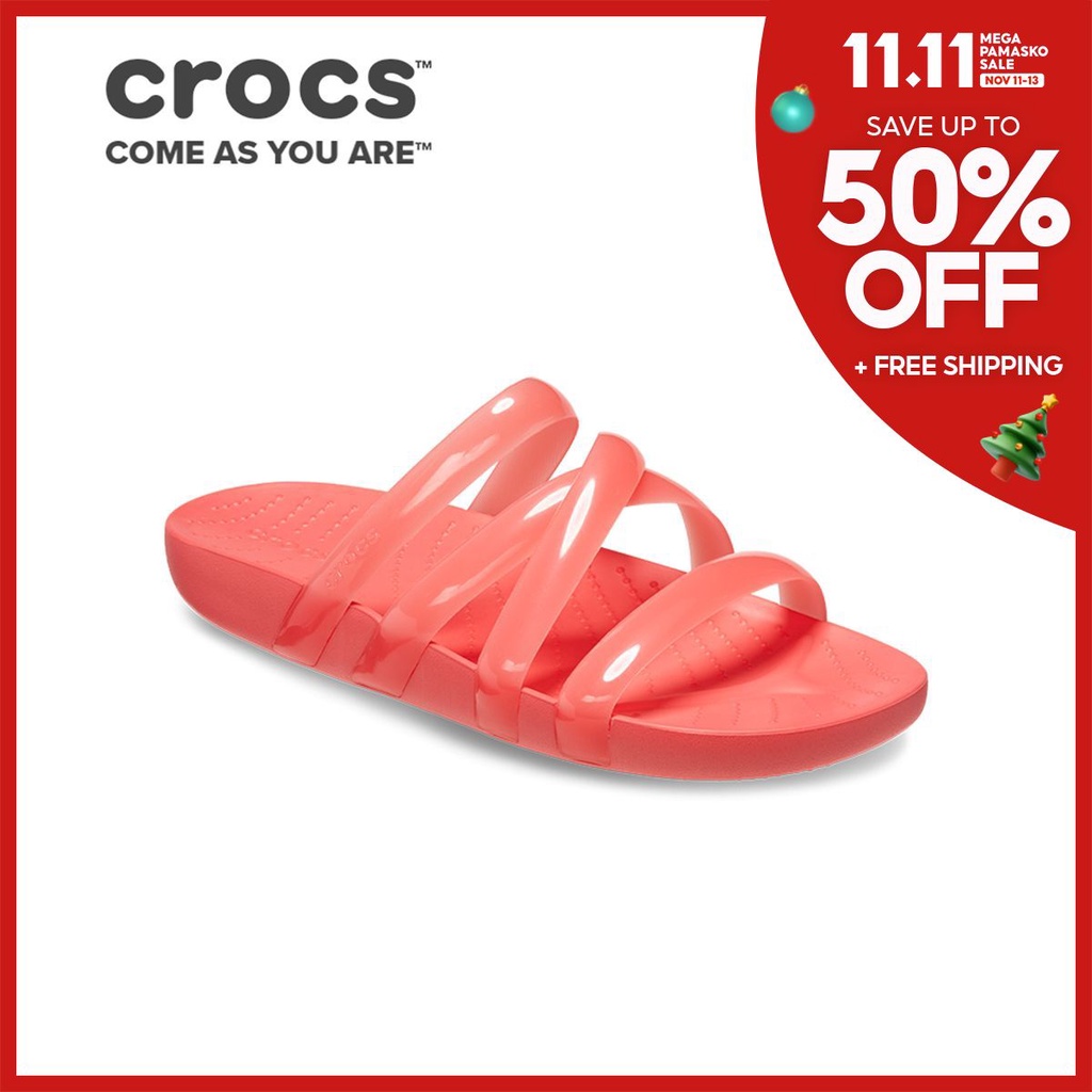 Crocs Women's Splash Glossy Strappy in Neon Watermelon | Shopee Philippines
