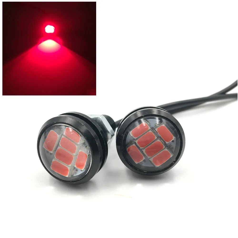 2x Red Car LED Lights 12V 23MM 6SMD LED Eagle eyes Lights Aluminum ...