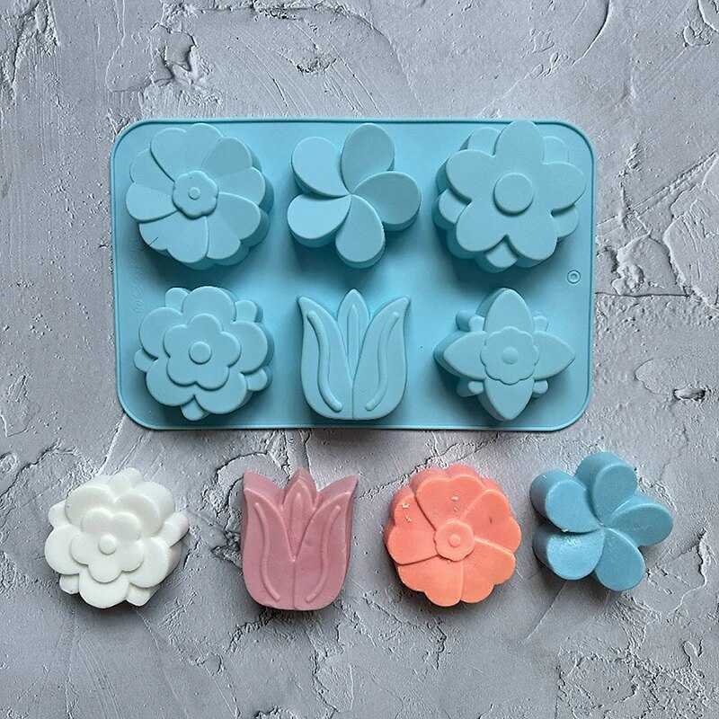 ☌1pc 6Kinds Flower Silicone Molds DIY Different Flower-shaped Baking ...