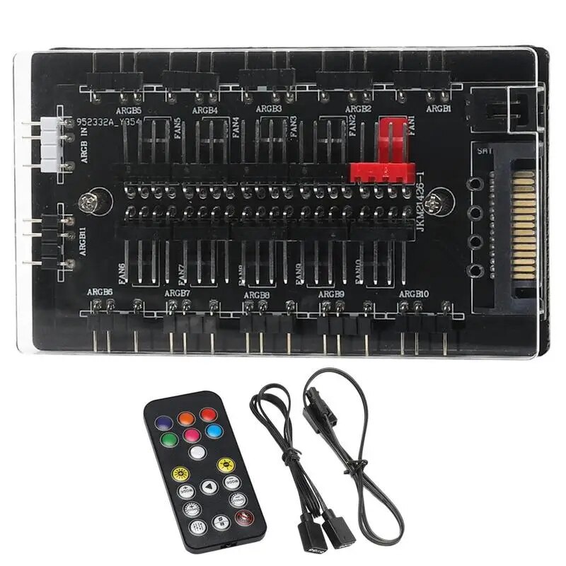 ☭Fan Controller PC ARGB ARGB Splitter Hub Sync Fan Splitter Temperature ...