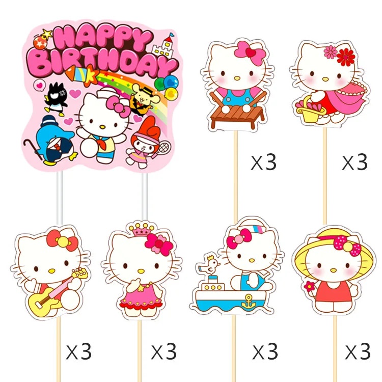 Hello Kitty Cake Topper Party Supplies Cute Cartoon Sanrio Cake Decora ...