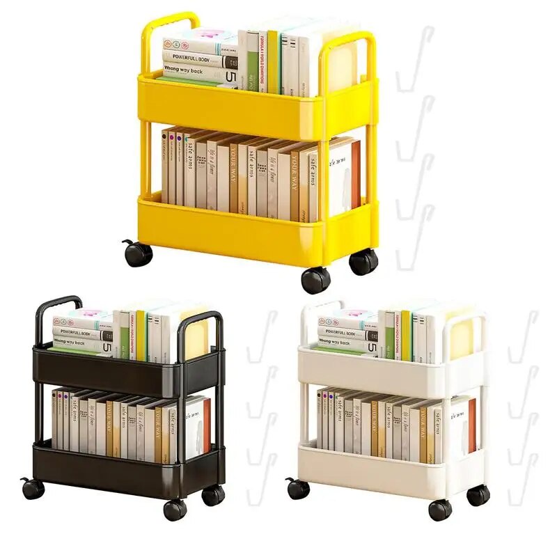 Movable Bookcase Bookshelf Book Stand Library Students Storage Rack ...