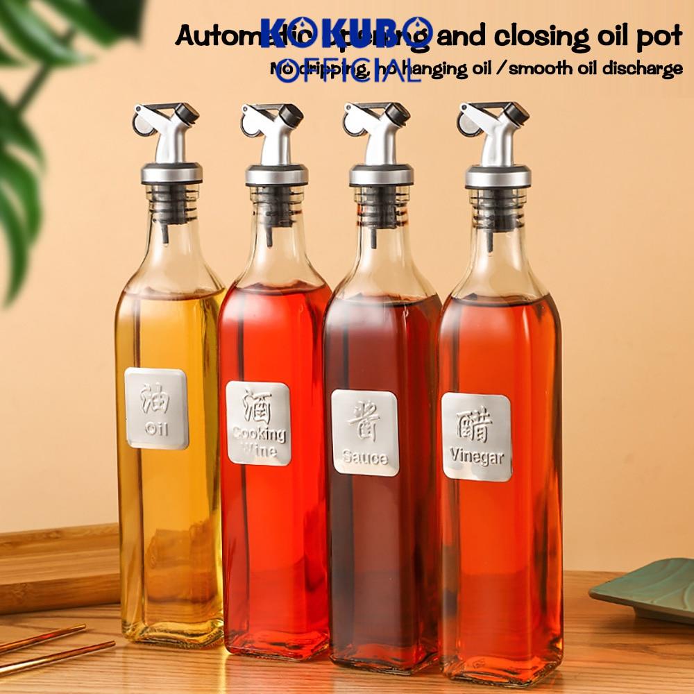 【Local Delivery】 500ml Glass Oil Bottle With Label Glass Condiments ...
