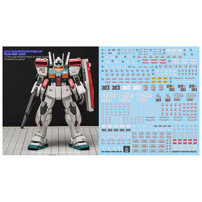 ≈Model Decals for HGUC 1/144 RGM-86R GM III Model Kit Ghost Custom ...