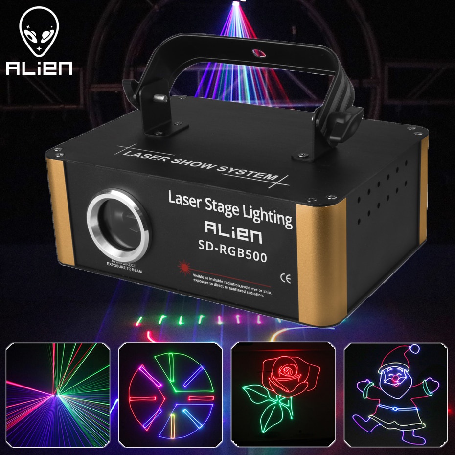 ALIEN 500mW RGB DMX SD Card Animation Laser Projector PRO DJ Disco ...