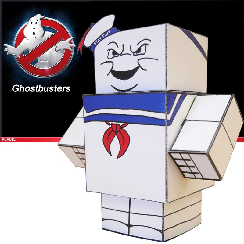 ⋚No-glue Ghostbusters Stay Puft Marshmallow Man 3D Paper Model ...