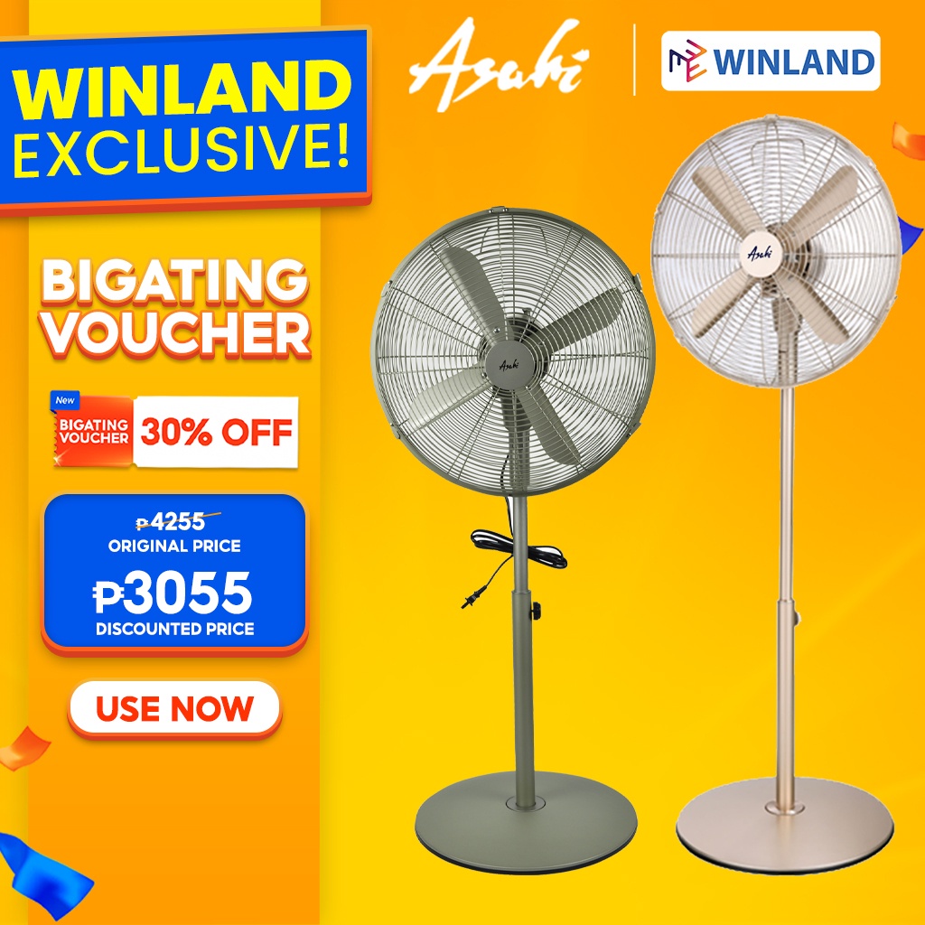 Asahi by Winland 16" Metallic Electric Fan | Stand Fan Polished Green ...