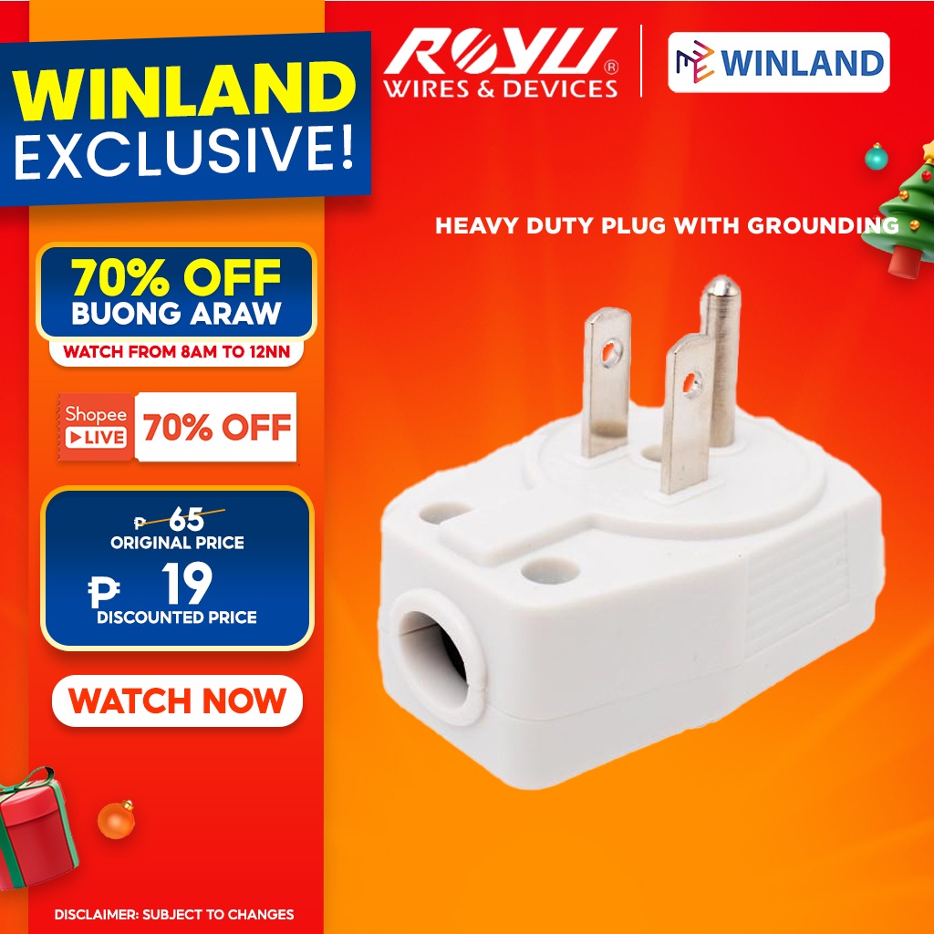 Royu by Winland Heavy Duty Plug with Grounding REDPL108 | Shopee ...