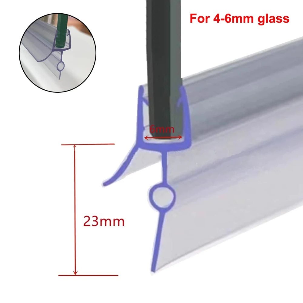 Shower Screen Seal Strip PVC 6mm Glass Bath Door Seal Strips 23mm Gap ...