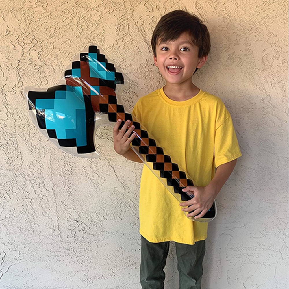 Inflatable Pretend Play Minecraft Pixel Craft Swords Axe Miner Pickaxe ...