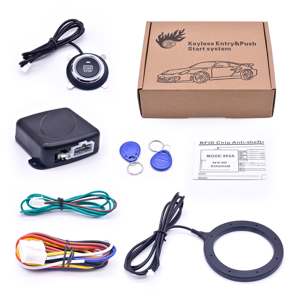 Car Ignition Switch 12V RFID Engine Start Push Button Keyless Entry ...