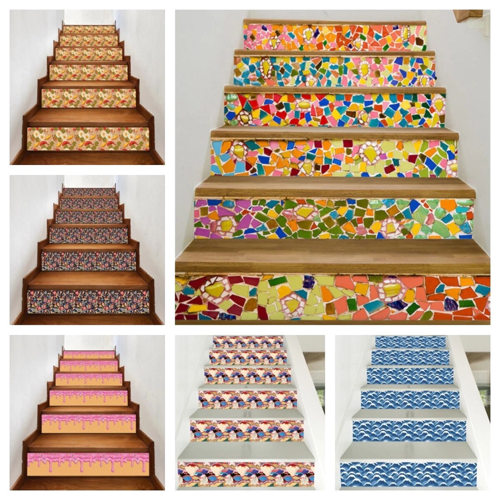 Colorful Ceramic Tiles Removable Stair Sticker Step Creative Self ...