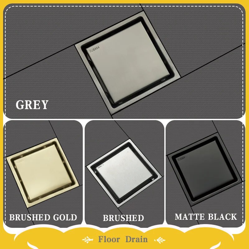 Square 11*11 CM Floor Drain 304 Stainless Steel Invisible Deodorant ...