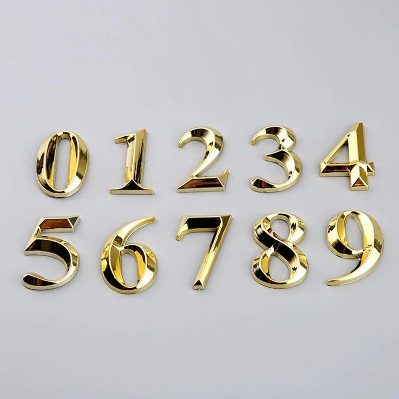 New 3D Gold Color Digits 0 to 9 Self Adhesive Door Sign Number ...
