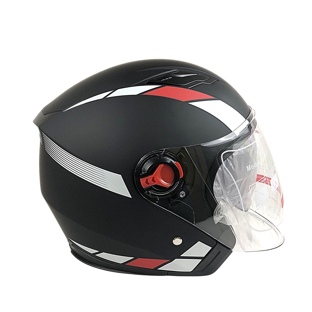Motorcycle Safety Half face Helmet matte black color with double lens ...