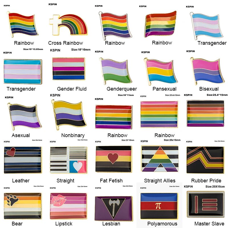 28g 10pcs A Lot Bisexual Pansexual Brooch Lesbian Pride Pin Flag Lgbtq