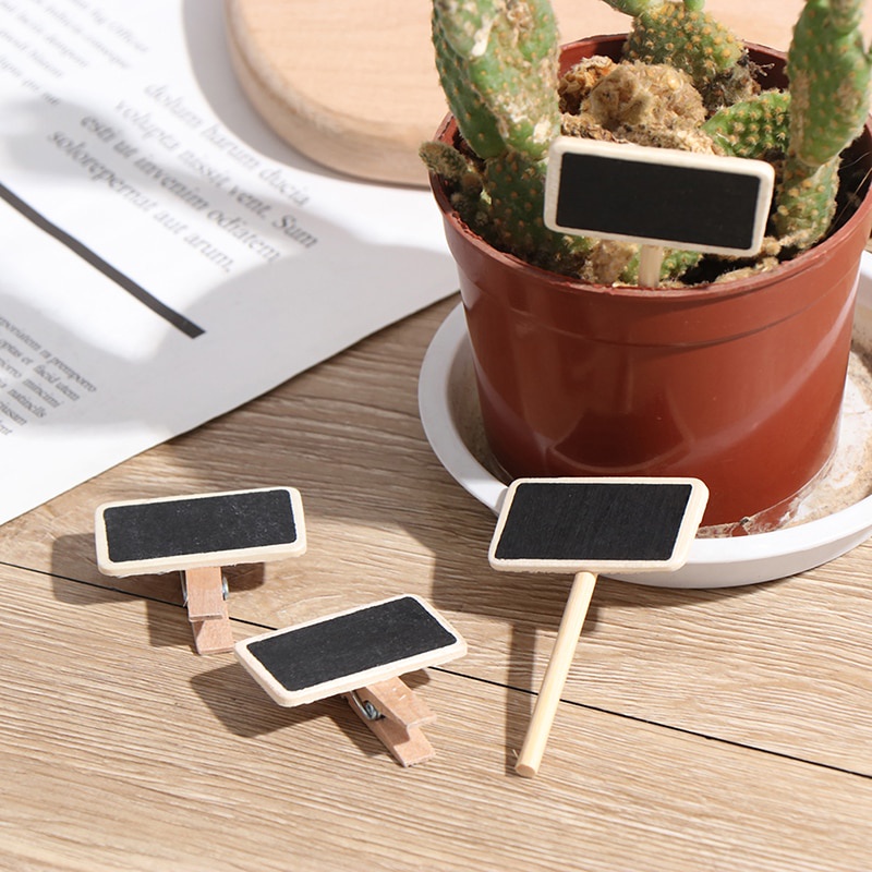 50 Mini Blackboard Wood Message Slate Rectangle Clip Clip Panel Card ...