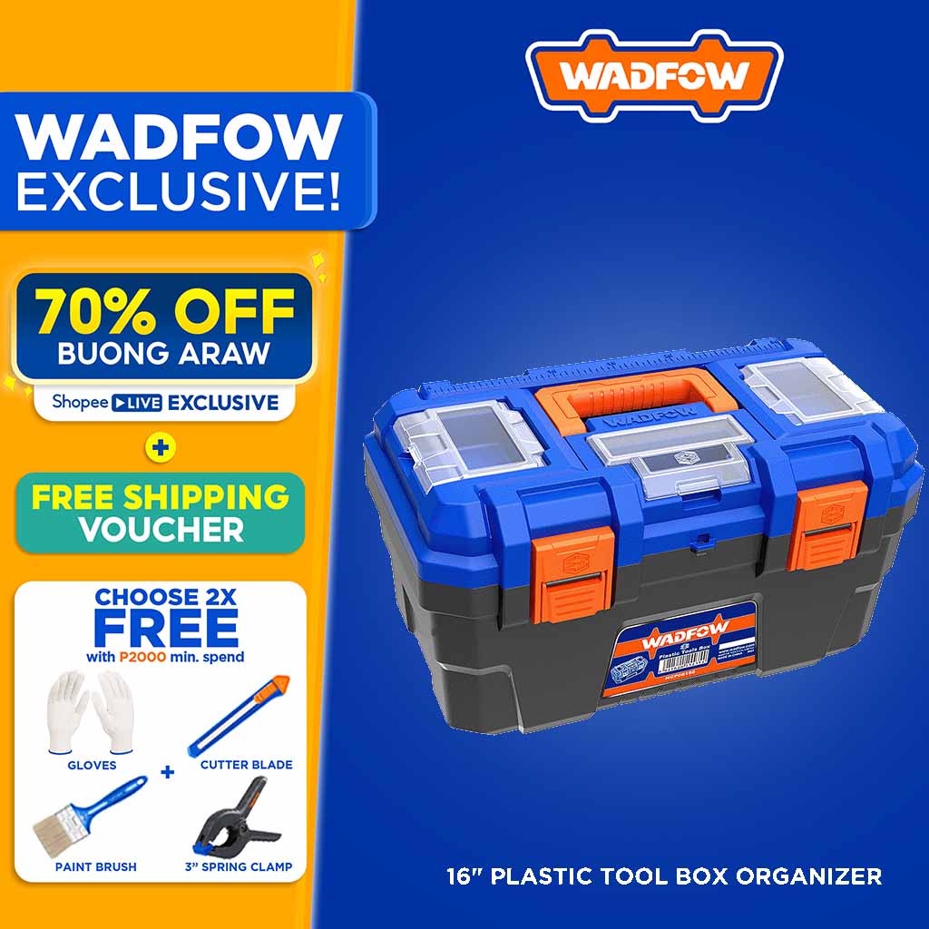 Wadfow 16" Plastic Tool Box Organizer Case with Removable Tray Heavy Duty | Shopee Philippines