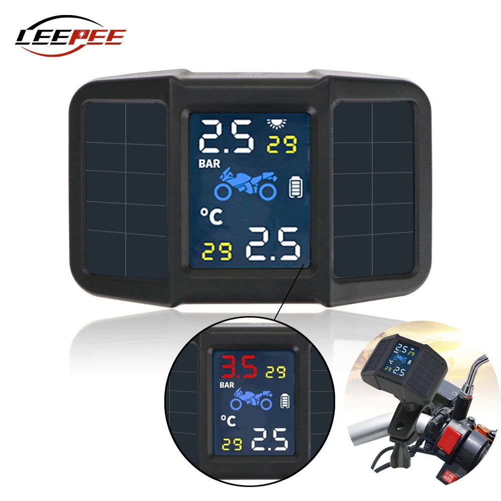 ♝Motorcycle TPMS Sensors Tire Pressure Monitoring System Tyre Alarm Kit ...