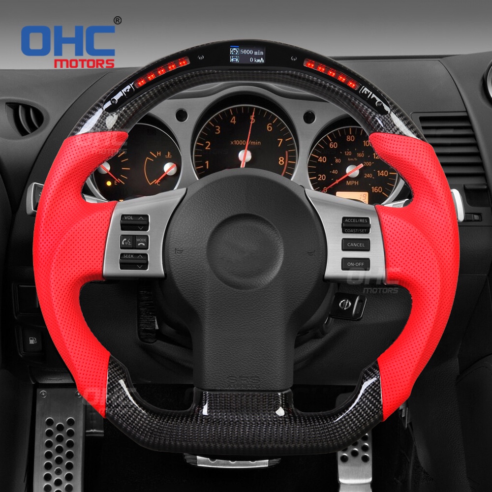 Car Steering Wheels for Nissan 350Z 370Z Coupe LED RPM Real Carbon ...