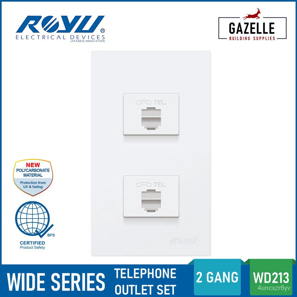 Royu Wide Series Telephone Modular Jack / Outlet Set - 2 Gang WD213 ...