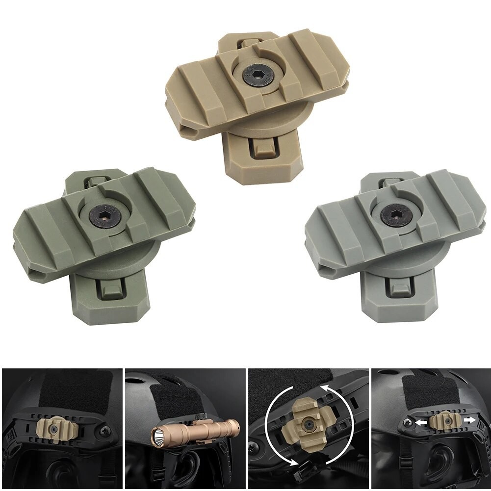 2pcs Tactical Helmet Side Guide Rail Adjustable Mount Adapter ARC Guide ...
