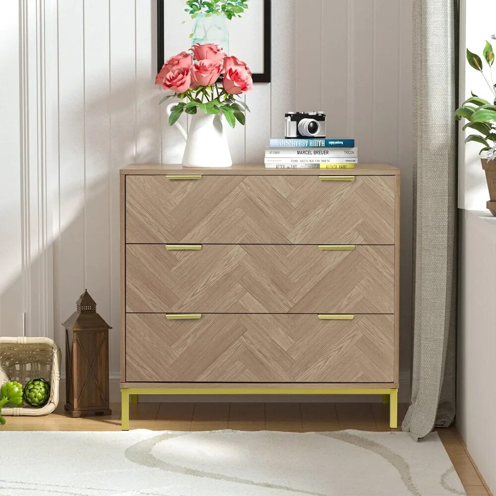 ღModern 3 Drawer Chest Dresser Multifunctional Dressing Table for ...