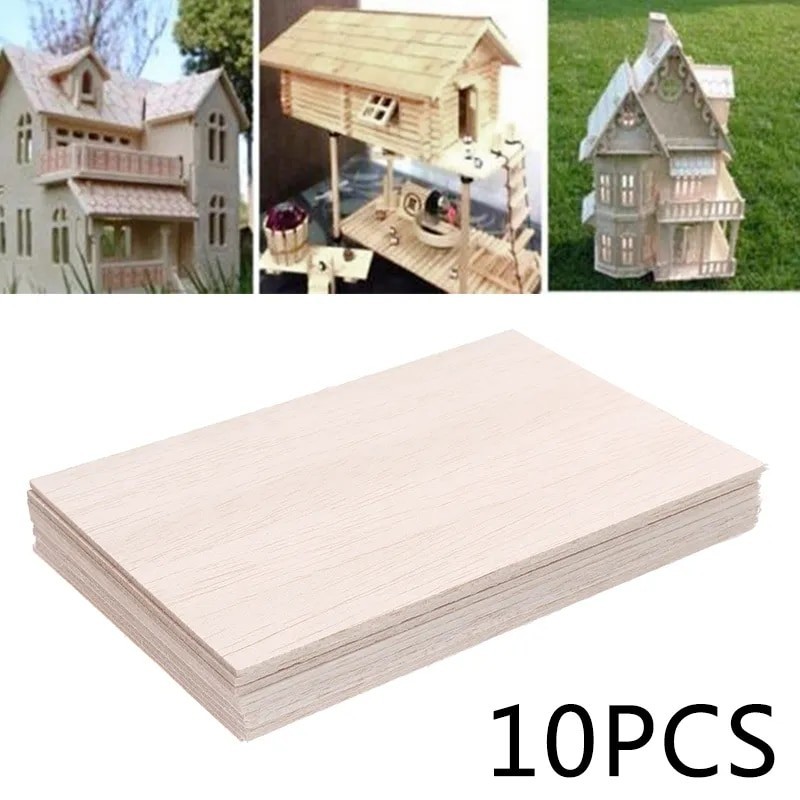 10pcs/set Wooden Plate Model Balsa Wood DIY House Ship Aircraft DIY ...