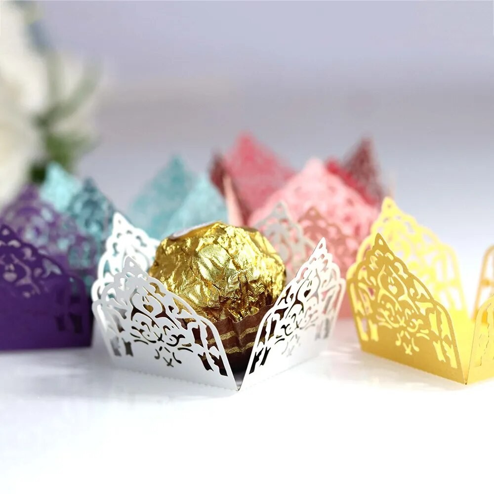 06R 50pcs Laser Hollow Ferrero Chocolate Decorative Box Wedding ...