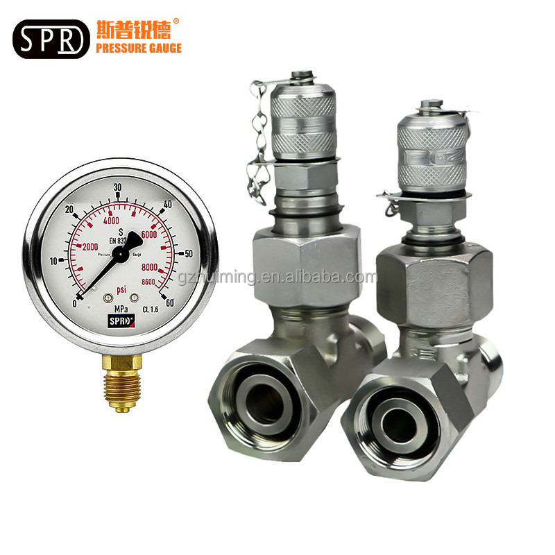 Bourdon Tube pressure gauge connector brass digital Hydraulic pump test ...
