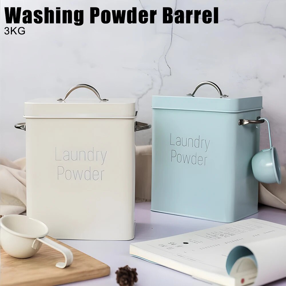 유Laundry Detergent Storage Box Washing Powder Barrel Snack Container ...