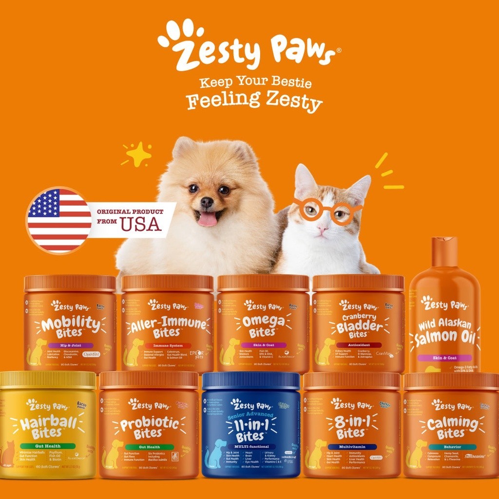 Zesty Paws Premium Quality Cat And Dog Supplements Bites Soft Chews (8 ...