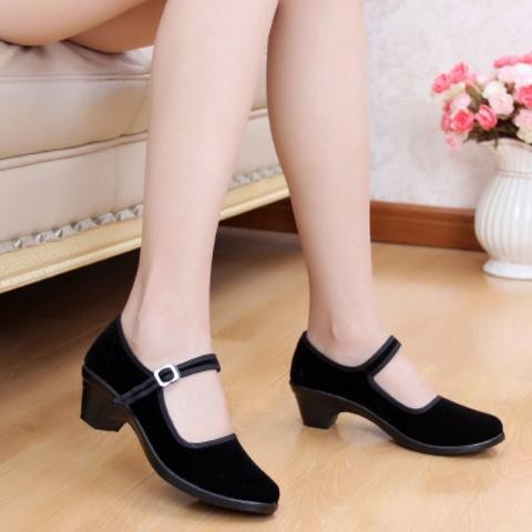 Fashion Office Formal Work Small Heel Wedge Heel Cloth Shoes Girls ...