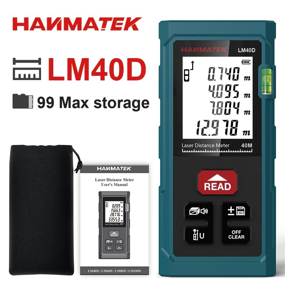 HANMATEK Laser rangefinder LM40D Laser Distance Meter Self-calibration ...