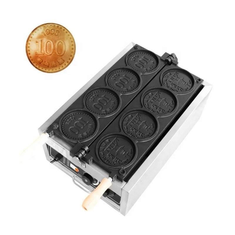 7IXJ Electric 220V 110V Gold Coin Waffle Cake Machine 4pcs Korean ...