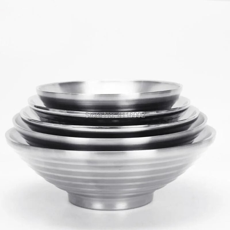 60pcs 304 Stainless Steel Bowl 20cm Large Double Layers Rice Noodle ...