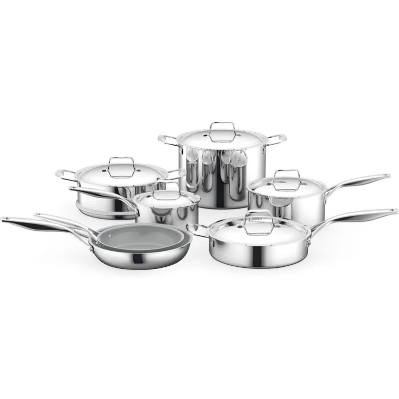 Ware Pots & Pans Set-12-Piece Set Clad Kitchen Cookware HandlesFry Pan ...